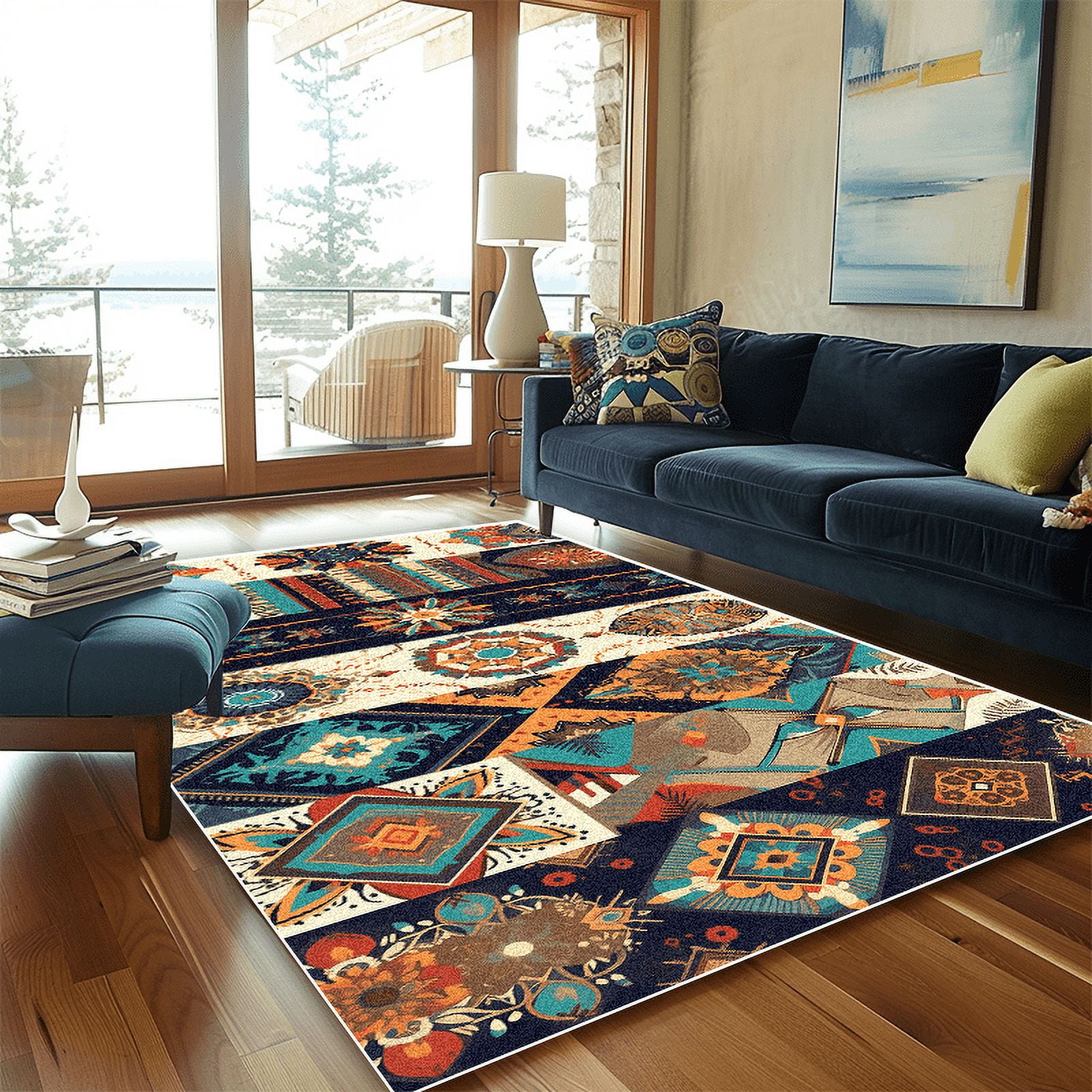 Bohemian Moroccan Retro Printing Carpet Nordic Style Living Room Sofa ...