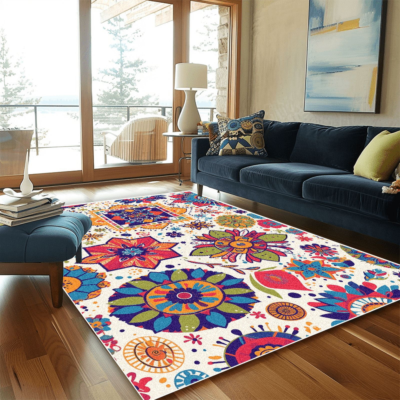 Bohemian Moroccan Retro Printing Carpet Nordic Style Living Room Sofa ...