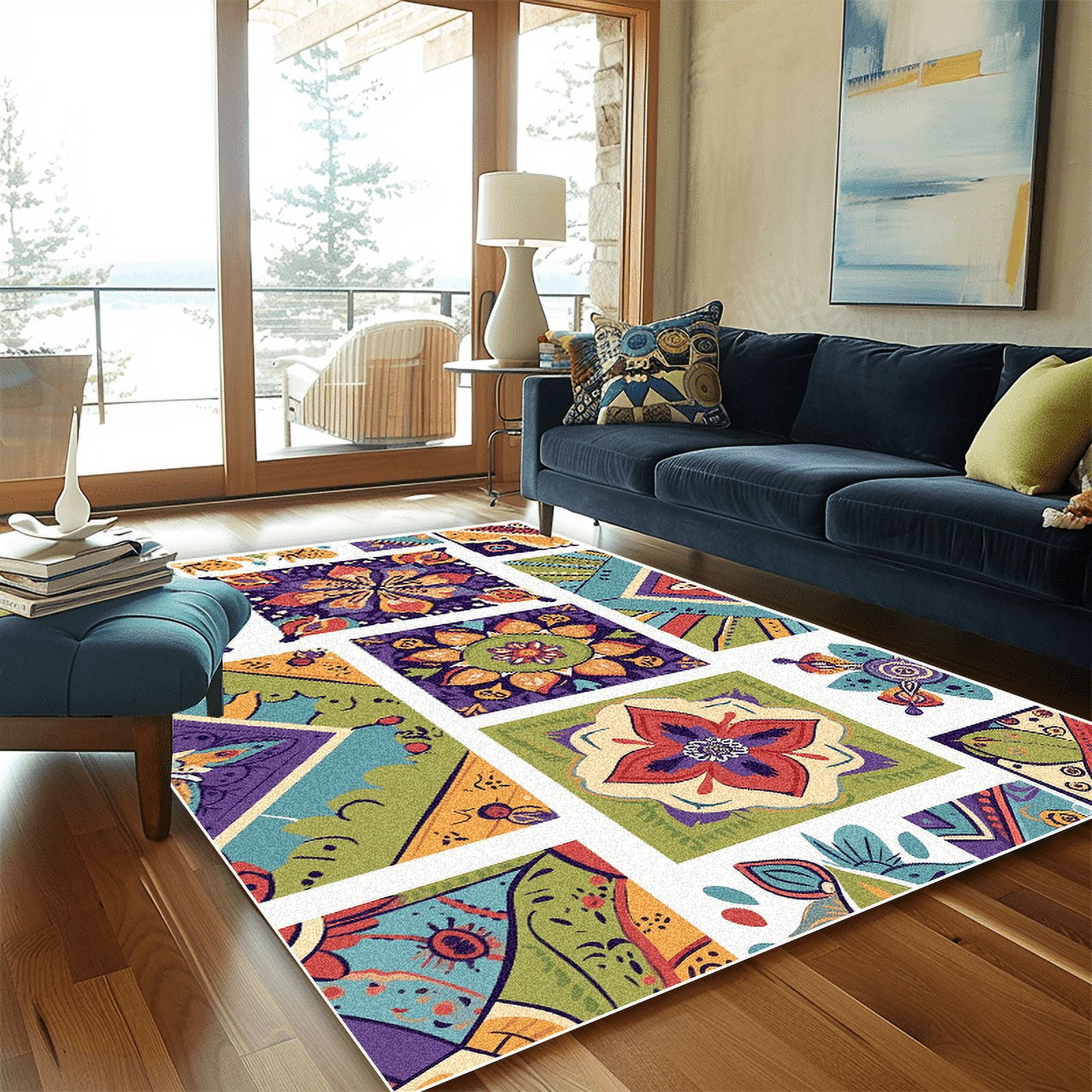 Bohemian Moroccan Retro Printing Carpet Nordic Style Living Room Sofa ...