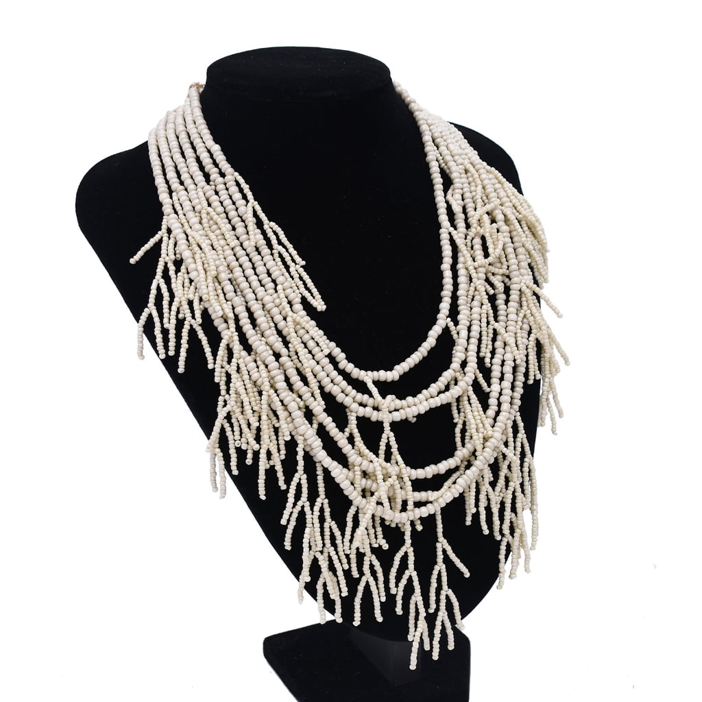 Bohemian Multi Strand Necklace Lightweight Resin Beads Perfect ...