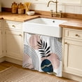 Bohemian Navy Cabinet Curtain, Pink Tropical Palm Trees Plants Abstract ...