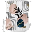Bohemian Navy Shower Curtain for Bathroom, Pink Tropical Palm Trees ...