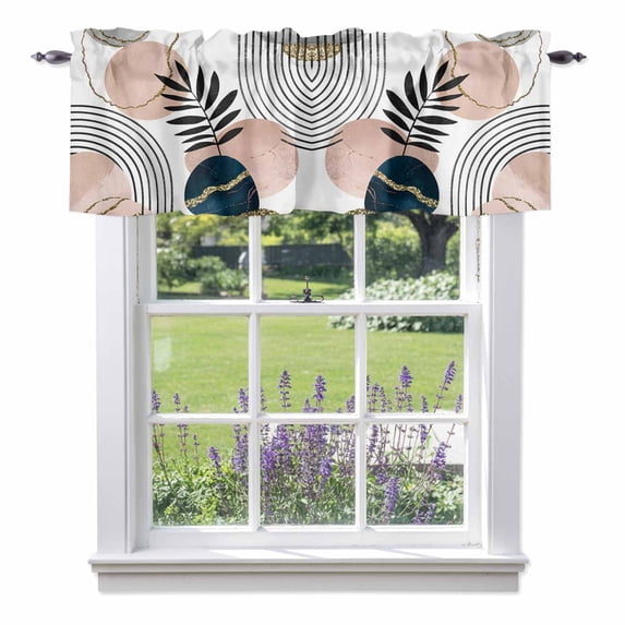 Bohemian Navy Valances for Windows, Pink Tropical Palm Trees Plants ...