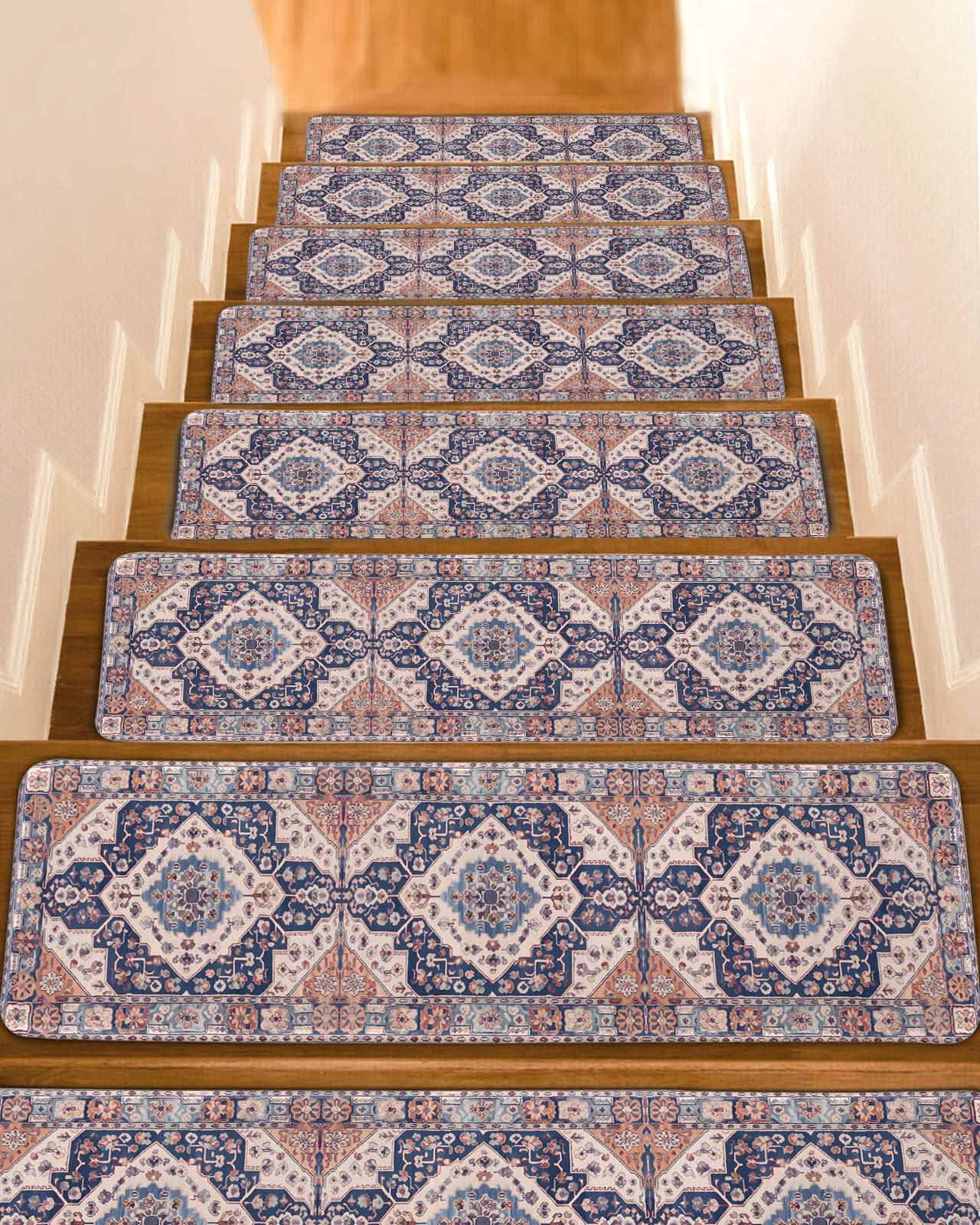Bohemian Non-Slip Stair Treads for Wooden Steps Vintage Tribal Boho ...