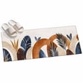 Bohemian Nordic Area Rug, Abstract Leaves Orange Blue Simple Non-Slip ...