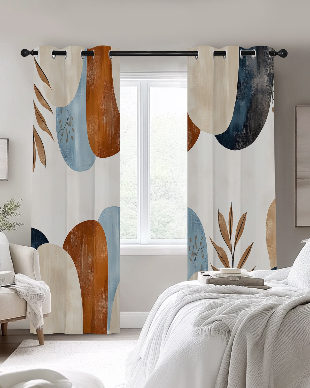 Bohemian Nordic Blackout Curtains 2 Panels, Simple Colorful Abstract ...