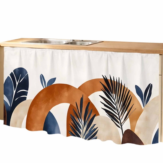 Bohemian Nordic Cabinet Curtains Abstract Leaves Orange Blue Simple ...
