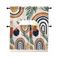 Bohemian Nordic Kitchen Curtain and Valance Set 3 Pieces, Rod Pocket ...