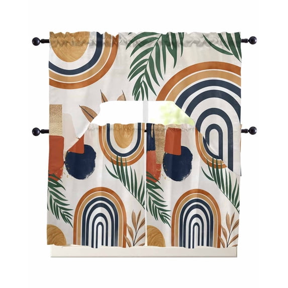 Bohemian Nordic Kitchen Curtain and Valance Set 3 Pieces, Rod Pocket ...
