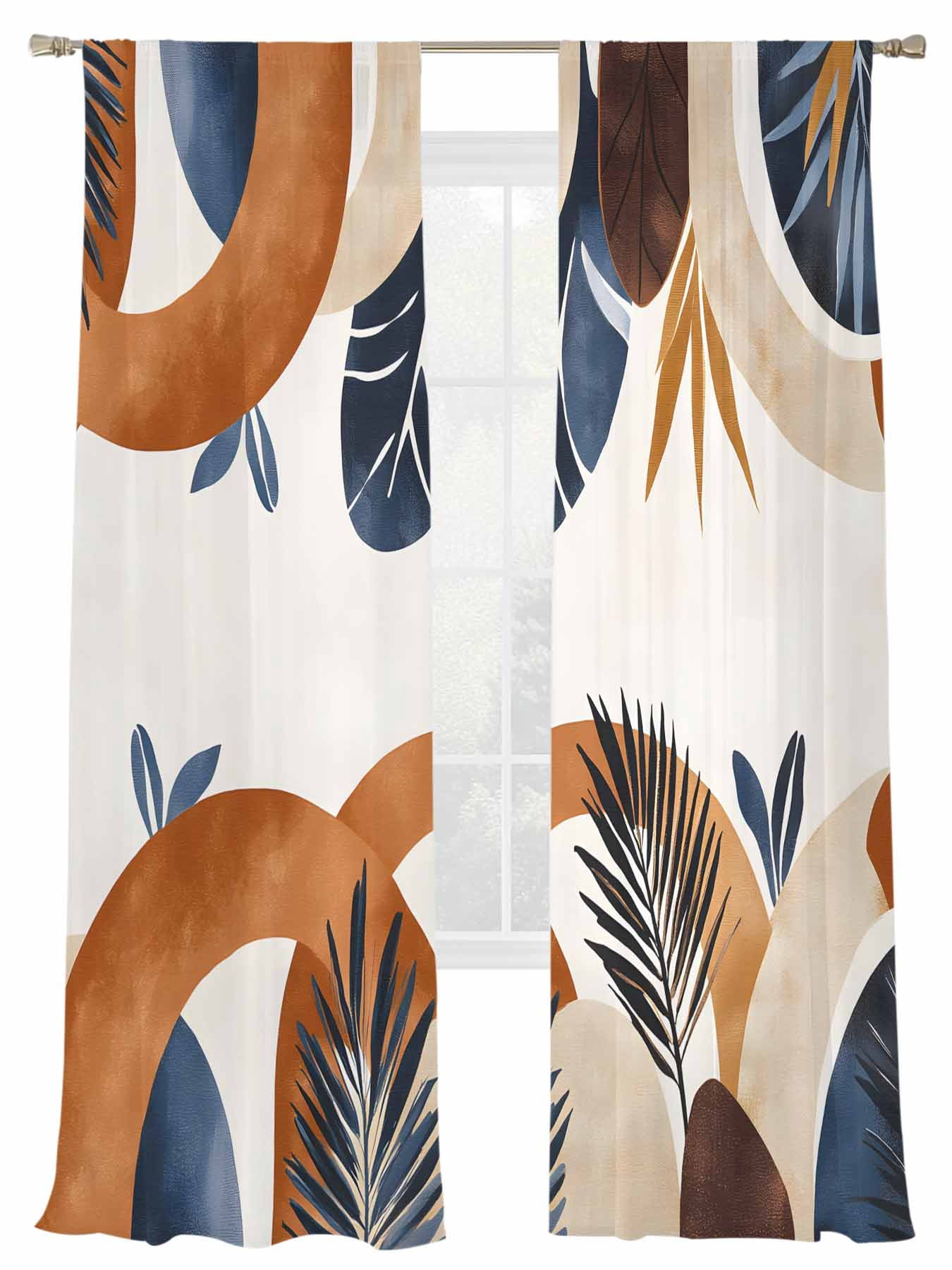 Bohemian Nordic Sheer Curtains for Living Room Bedroom, Light-filtering ...