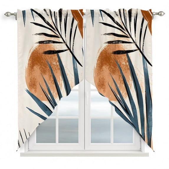Bohemian Nordic Swag Curtain Valance for Window 2 Panels Green Orange ...