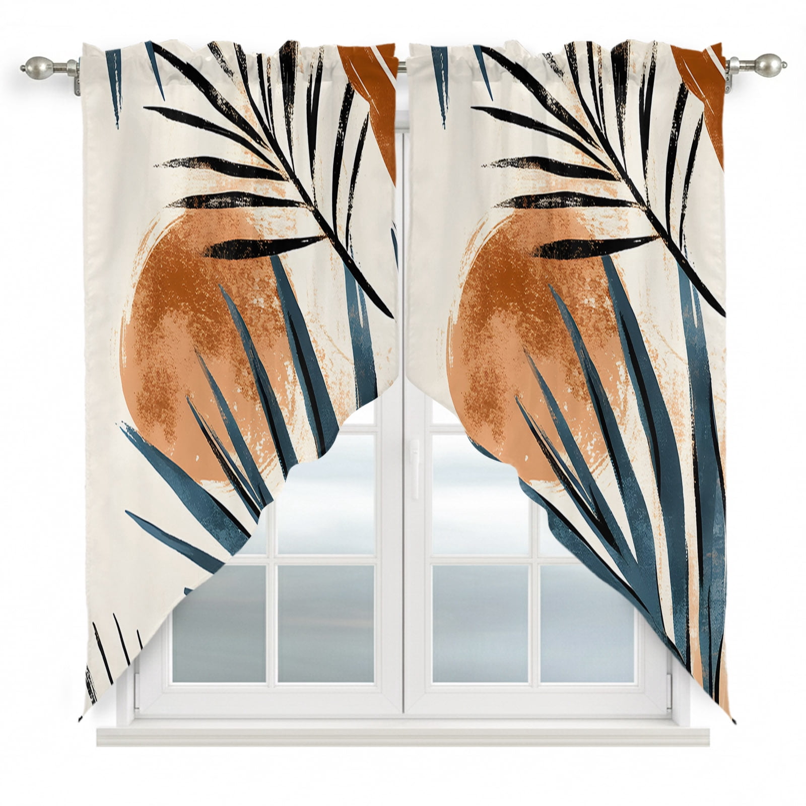 Bohemian Nordic Swag Valances for Windows 36 inches Long, Green Orange ...