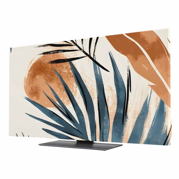 Bohemian Nordic TV Dust Cover 65 Inch, Green Orange Simple Abstract ...