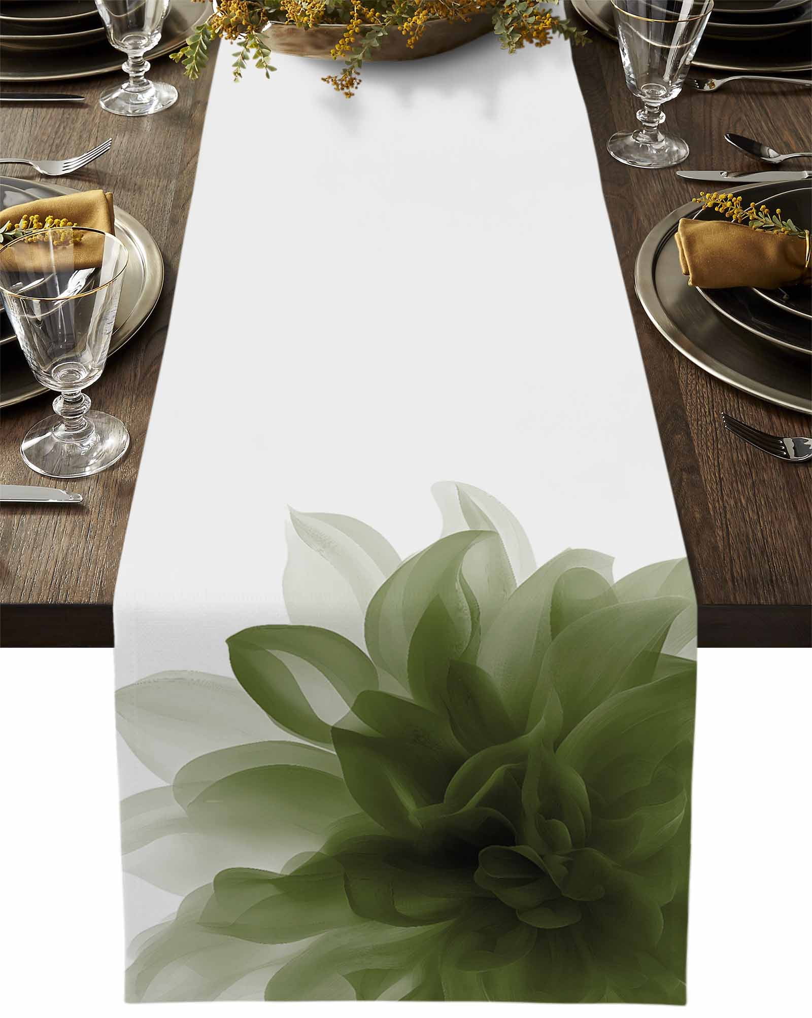 Bohemian Ombre Sage Green Floral Table Runners 13x36 Inches Long Linen ...