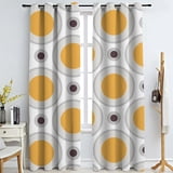 Bohemian Orange Circle Window Curtains, Medieval Geometric Polka Dots ...