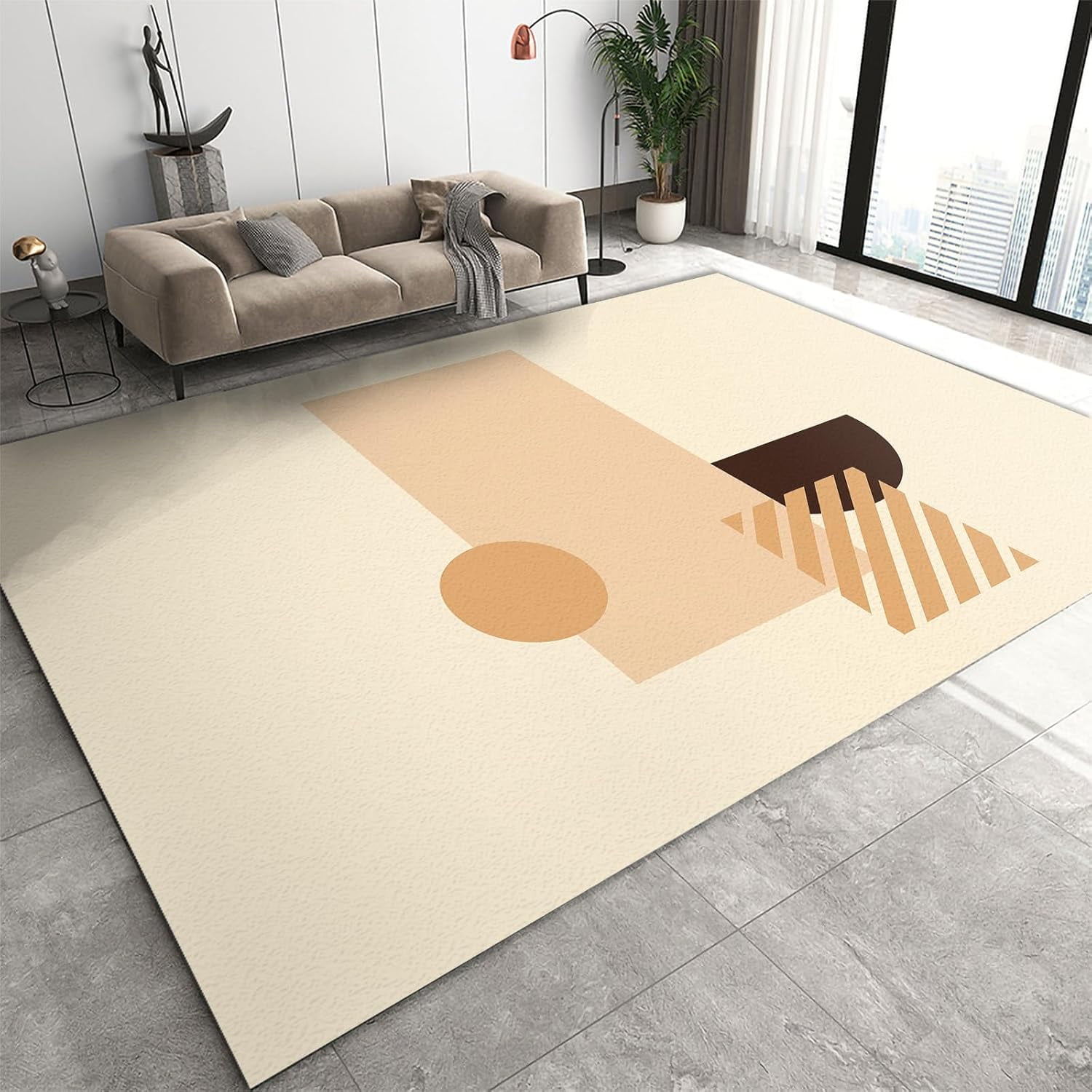 Bohemian Orange Rectangular Rug Nordic Simple Light Luxury Rug Non-slip ...