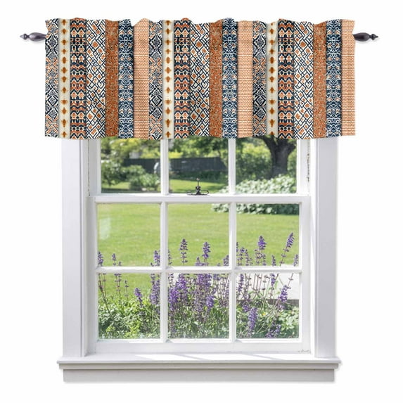 Bohemian Orange Valances for Windows, Floral Geometric Texture Retro ...