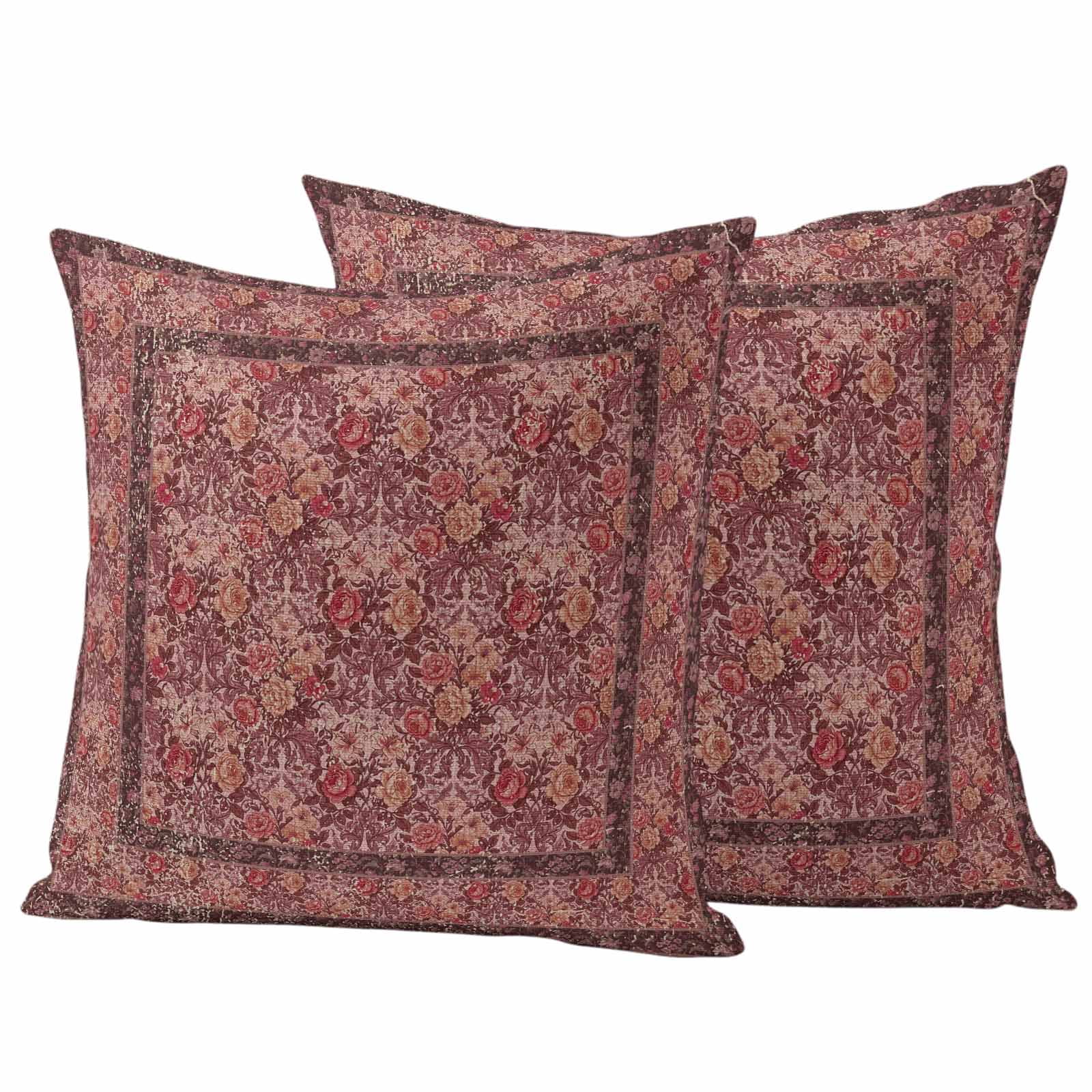 Bohemian Outdoor Waterproof Pillow Covers Set of 2, Dark Red Vintage ...