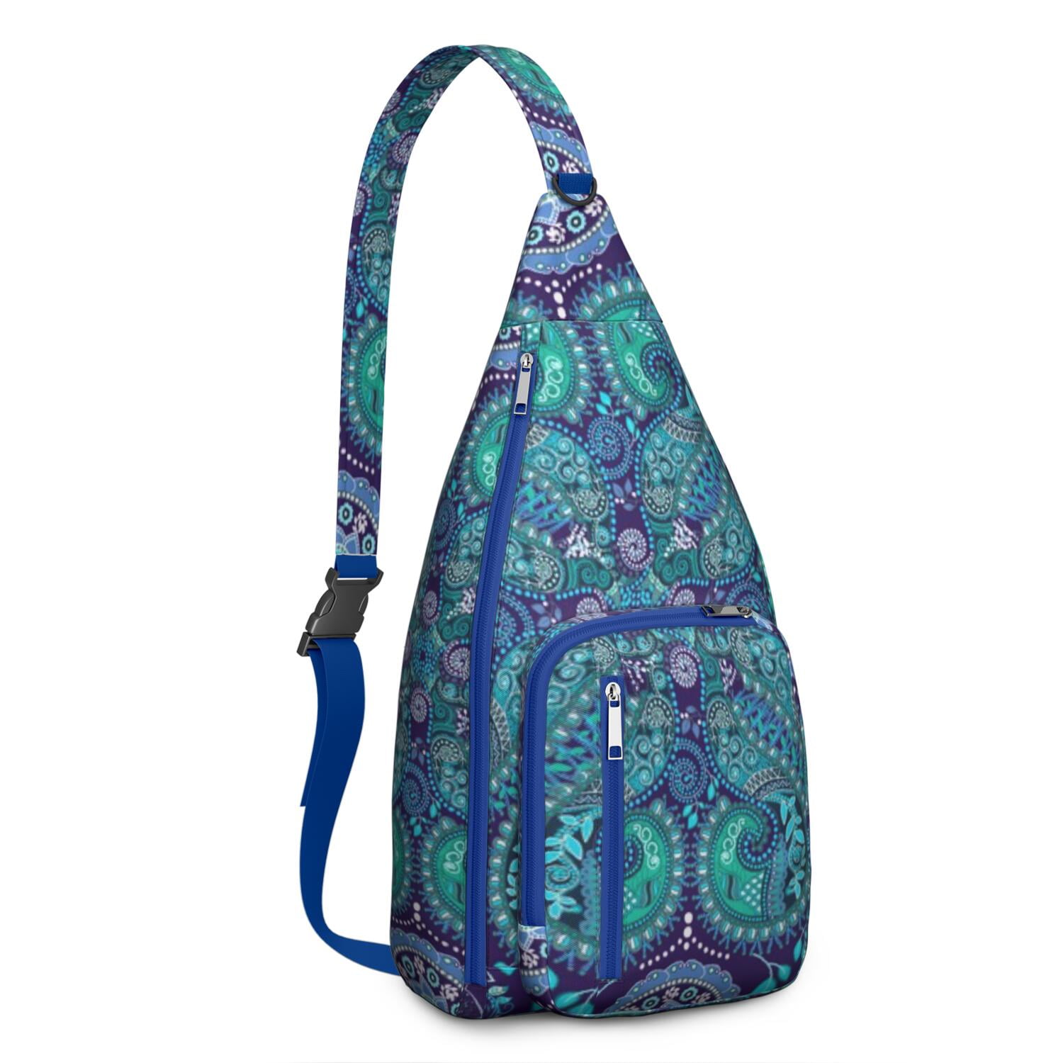 Bohemian Paisley Sling Backpack - Vintage Floral Print Crossbody Bag with Ethnic Pattern ...