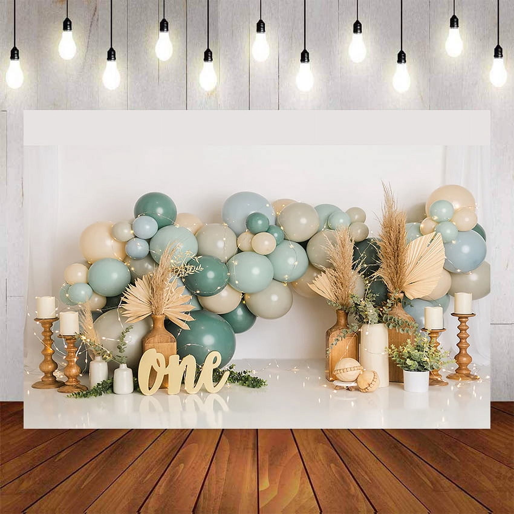 Bohemian Pampas Grass Boho Balloons Birthday Party Cake Smash rations ...