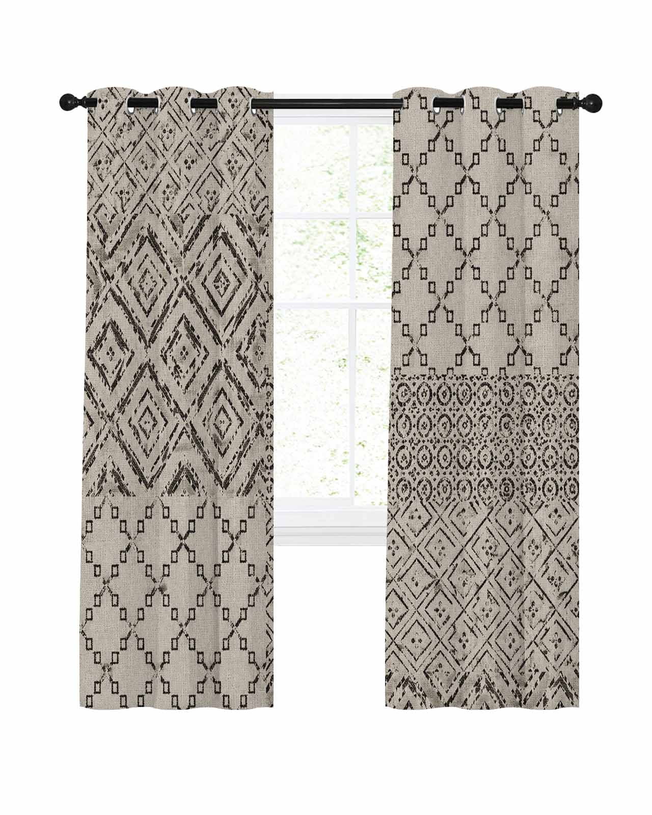 Bohemian Patchwork Blackout Curtains for Bedroom Living Room, Vintage ...