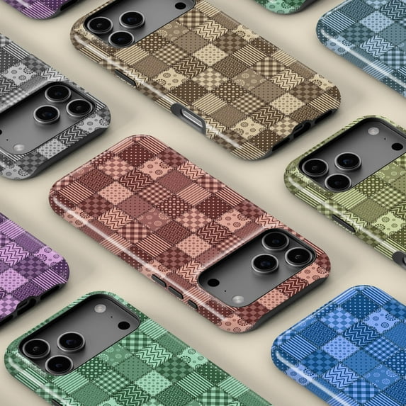 Bohemian Patchwork Plaid MagSafe Case for iPhone Samsung Quilt ...