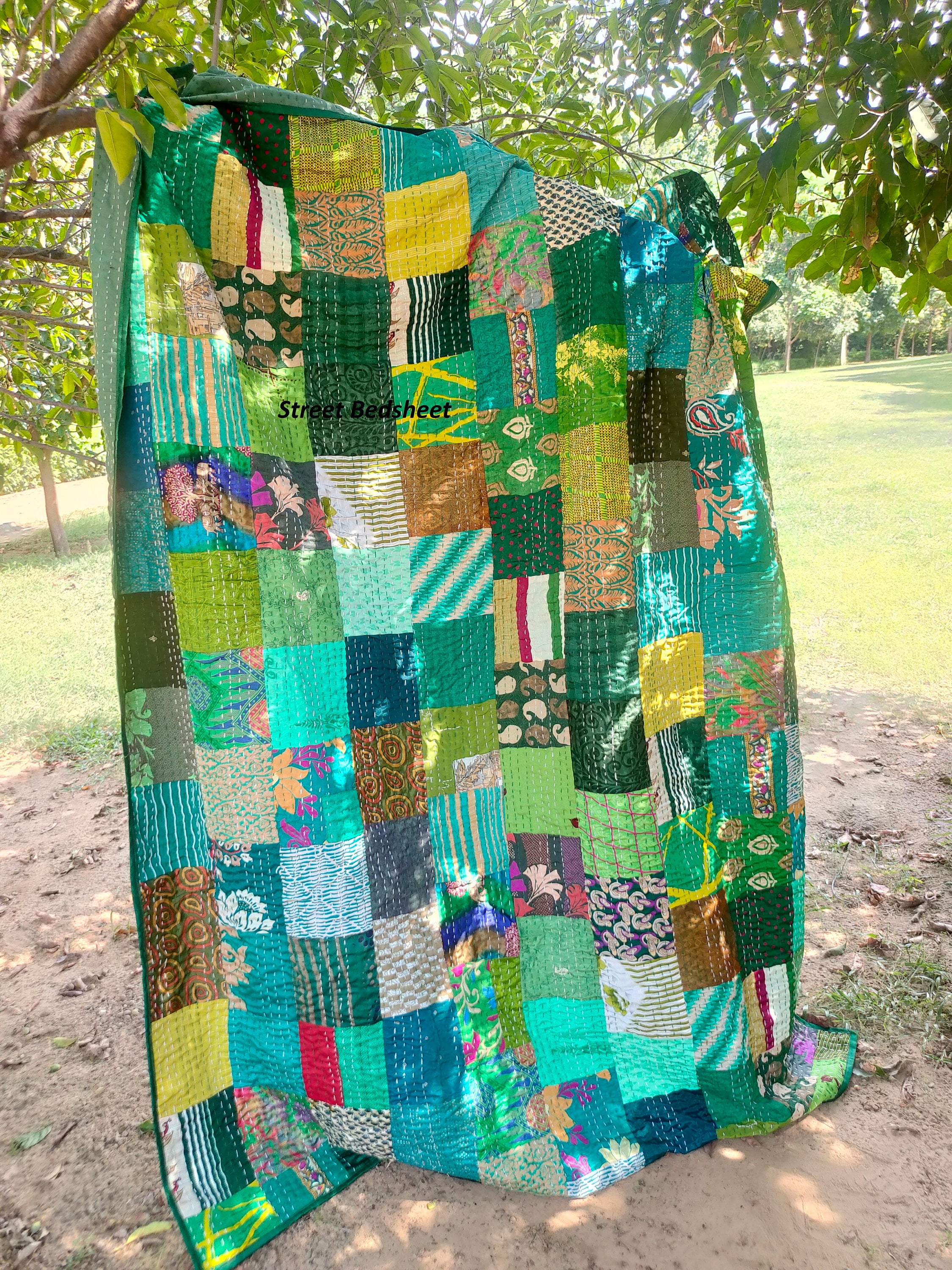 Bohemian Patchwork Quilt Kantha Quilt Handmade Vintage Quilts Boho King ...