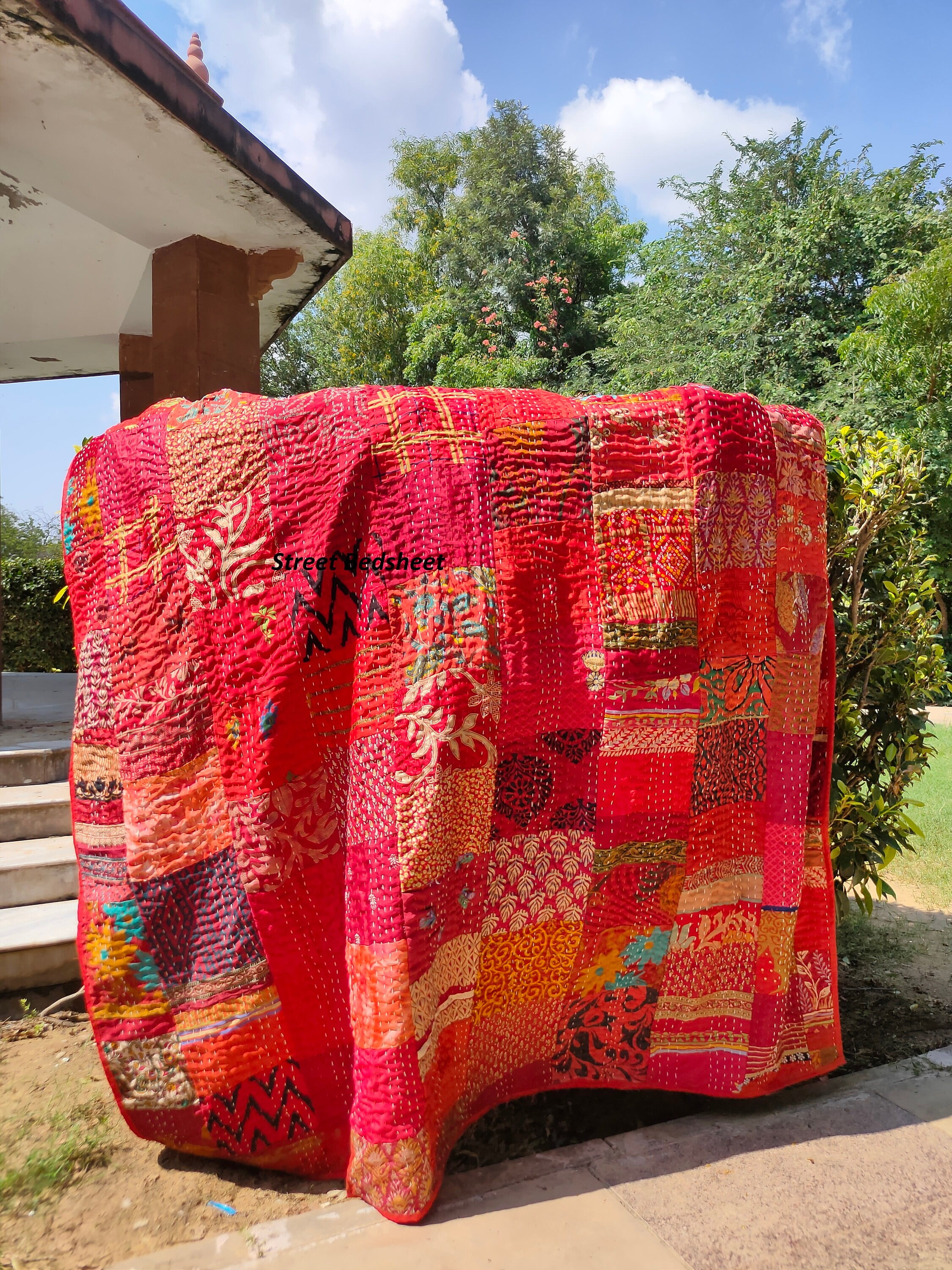 Bohemian Patchwork Quilt Kantha Quilt Handmade Vintage Quilts Boho King Size Bedding Throw ...