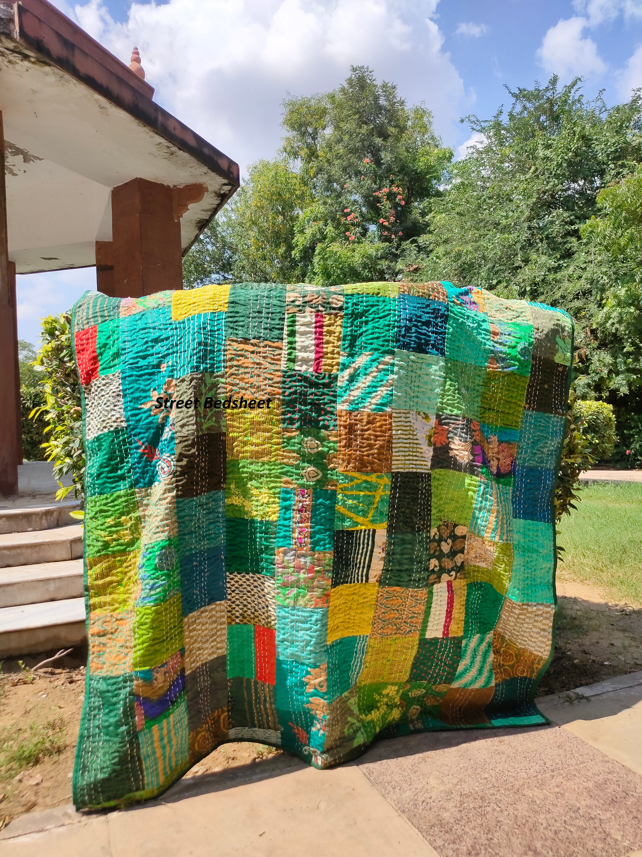 Bohemian Patchwork Quilt Kantha Quilt Handmade Vintage Quilts Boho King ...