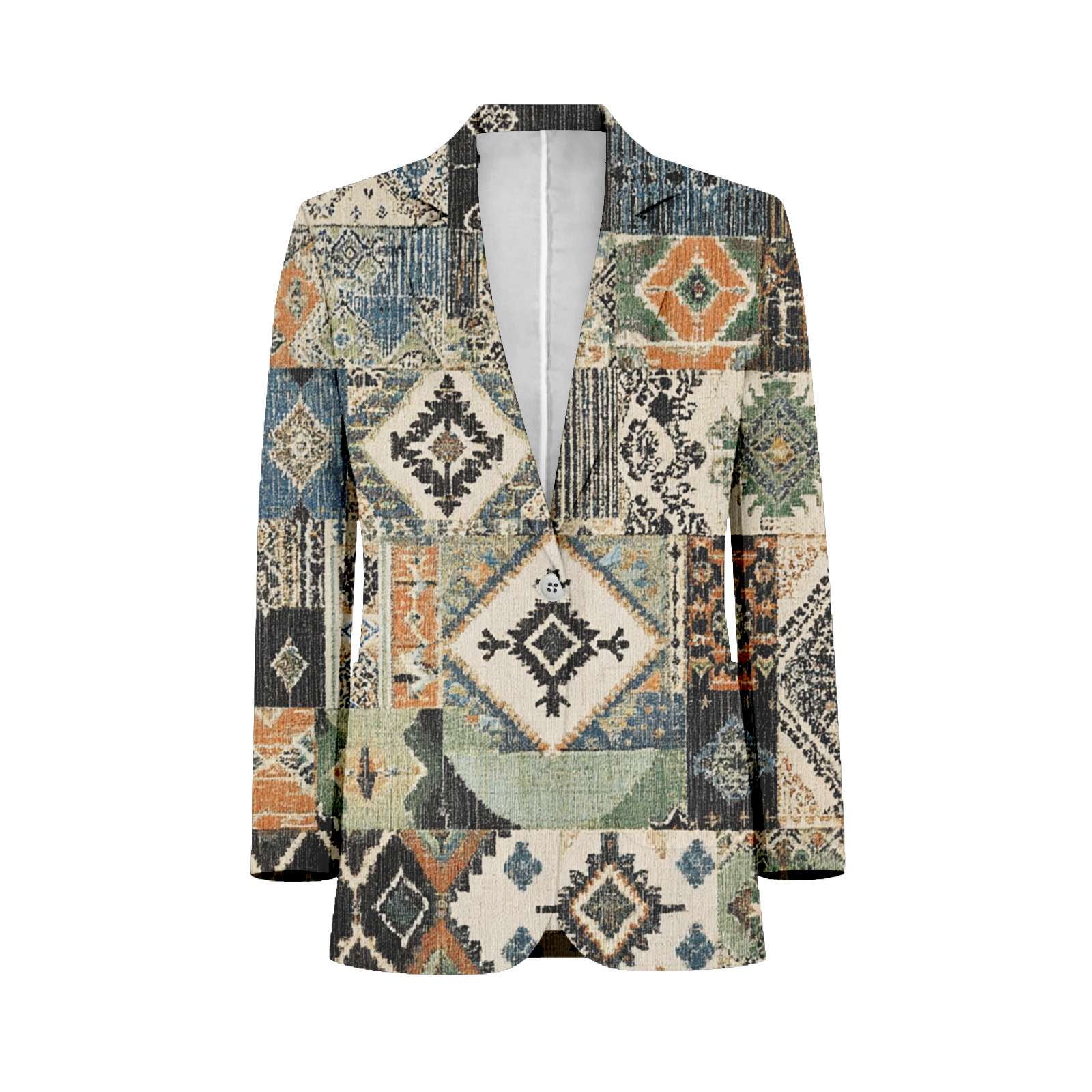 Bohemian Patchwork Rug Design Mens Suits Shawl Collar Slim Fit Suit ...