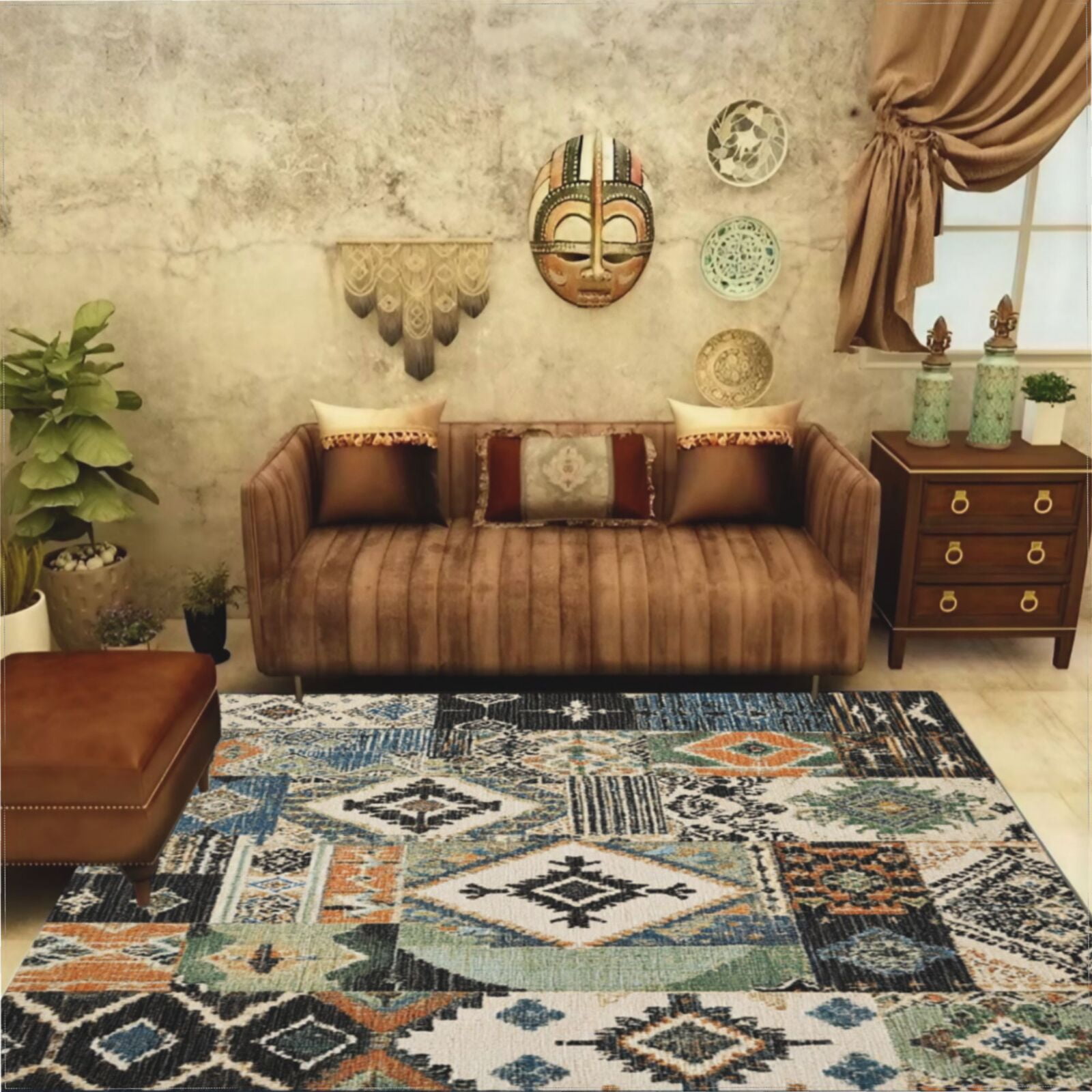 Bohemian Patchwork Rug Light Luxury Home Carpets Living Room ration ...