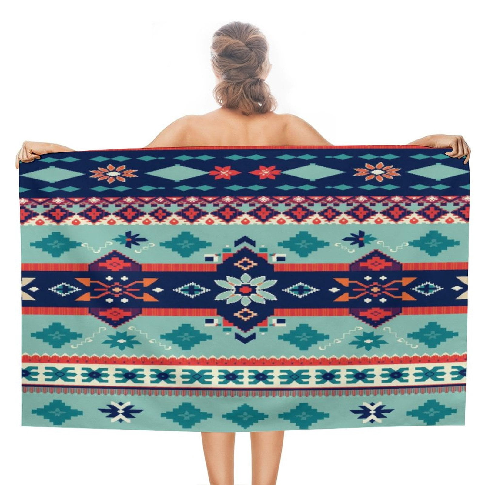 Bohemian Pattern Beach Blanket Soft Absorbent Lightweight Long Wide ...