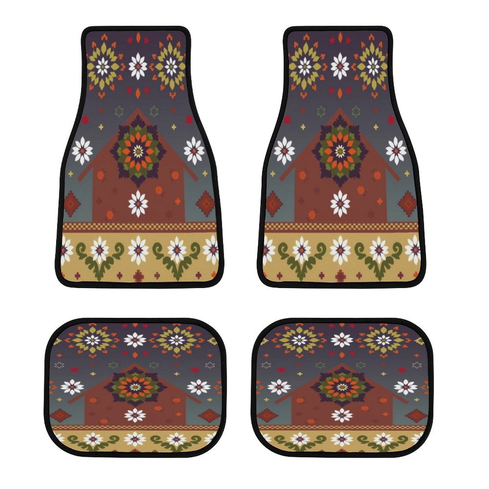 Bohemian Pattern Car Floor Mats 4 Pieces Car Floor Mats Full Set, All ...