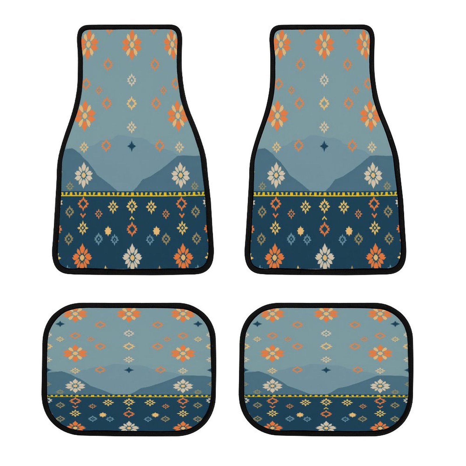 Bohemian Pattern Car Floor Mats 4 Pieces Car Floor Mats Full Set, All ...