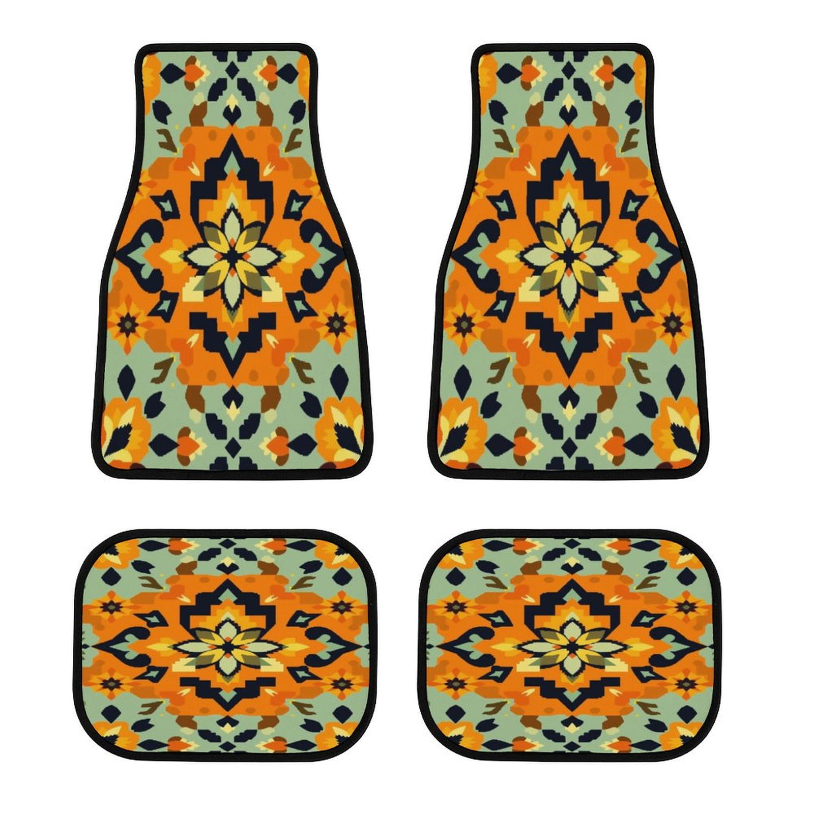 Bohemian Pattern Car Floor Mats 4 Pieces Car Floor Mats Full Set, All ...
