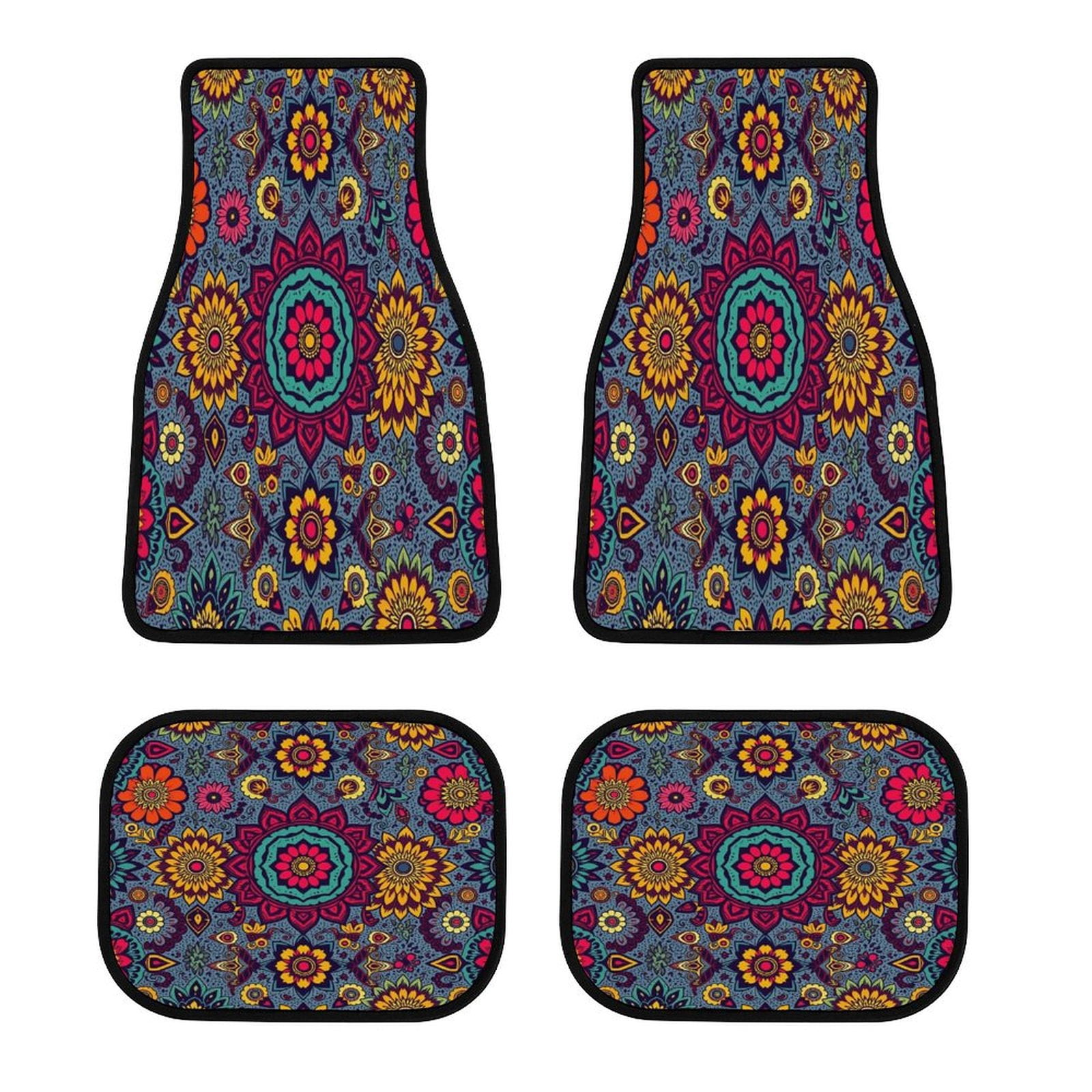 Bohemian Pattern Car Floor Mats 4 Pieces Car Floor Mats Full Set, All ...