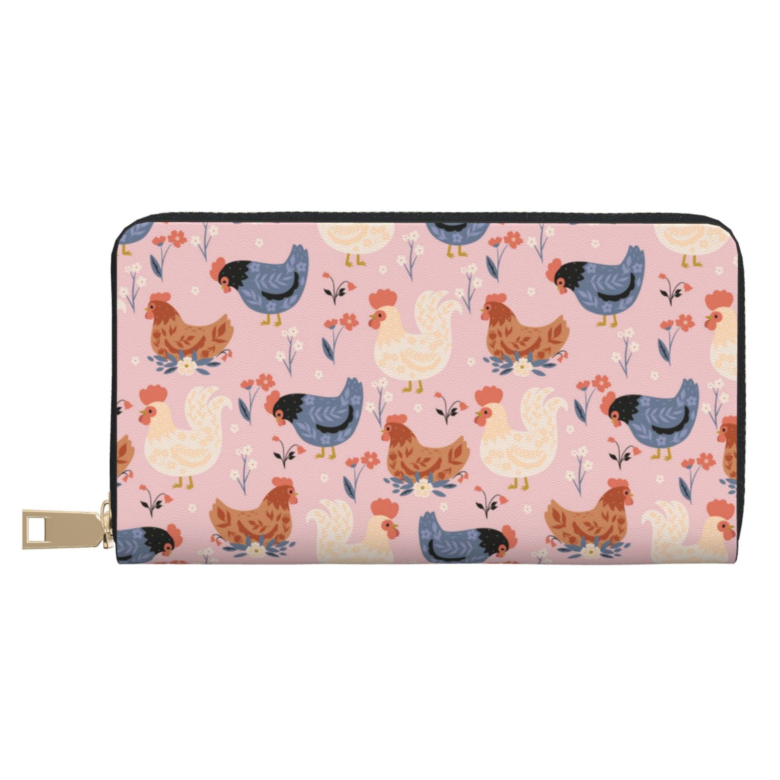 Bohemian Pattern Chicken Flower Wallet Women, Leather Bifold Multi Card ...