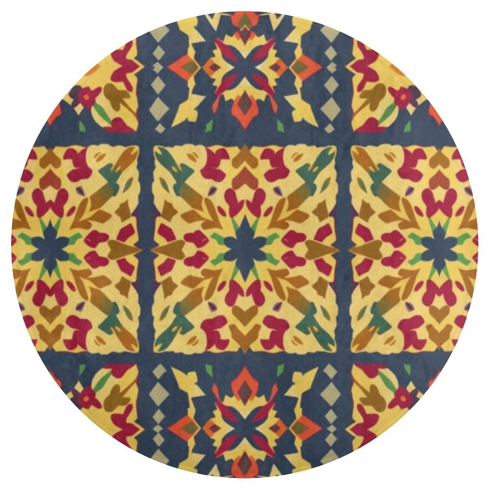 Bohemian Pattern Circular Carpet Floor Mat Living Room Sofa Room Bed ...