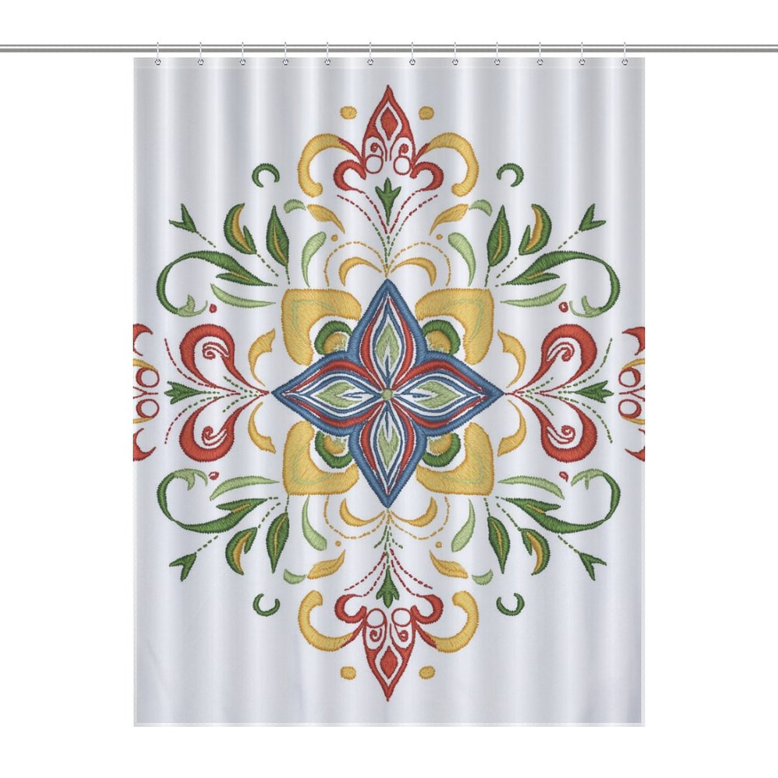 Bohemian Pattern Cloth Fabric Bathroom Decor Set with Hooks - Walmart.com