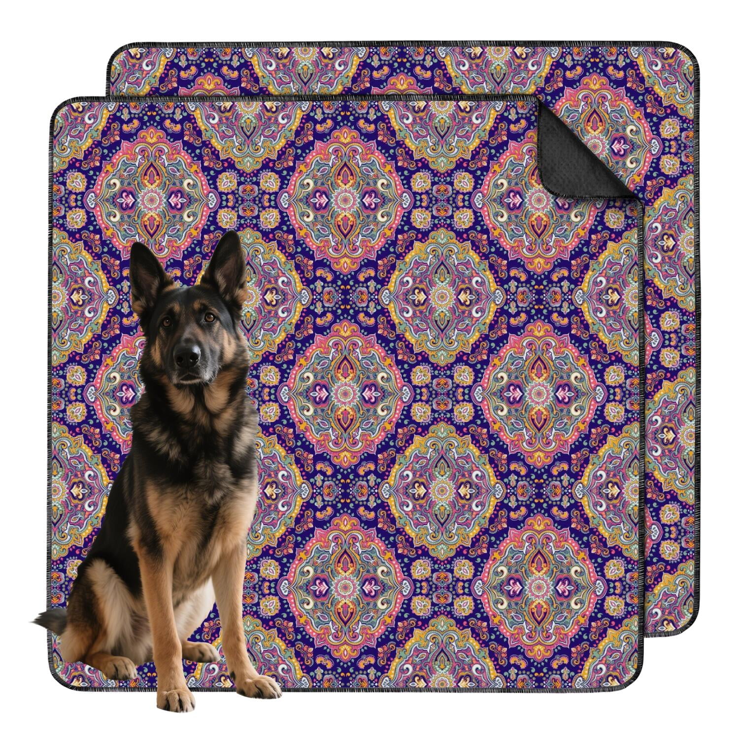 Bohemian Pattern Indoor Dog Potty Pad, 48x48 Inch Washable and Reusable ...