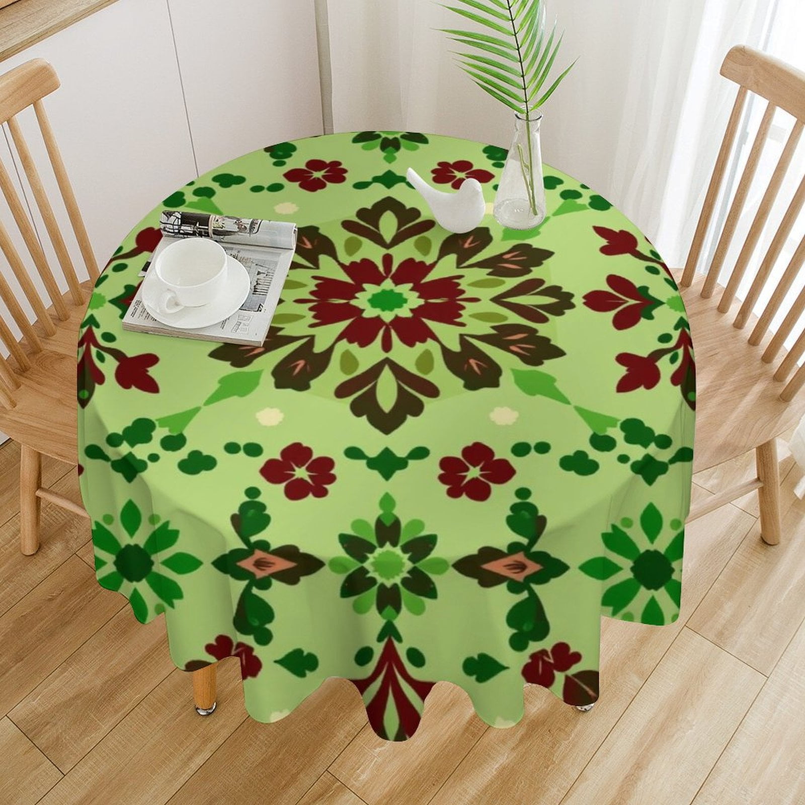 Bohemian Pattern Polyester Round Waterproof Cover Table Decor ...