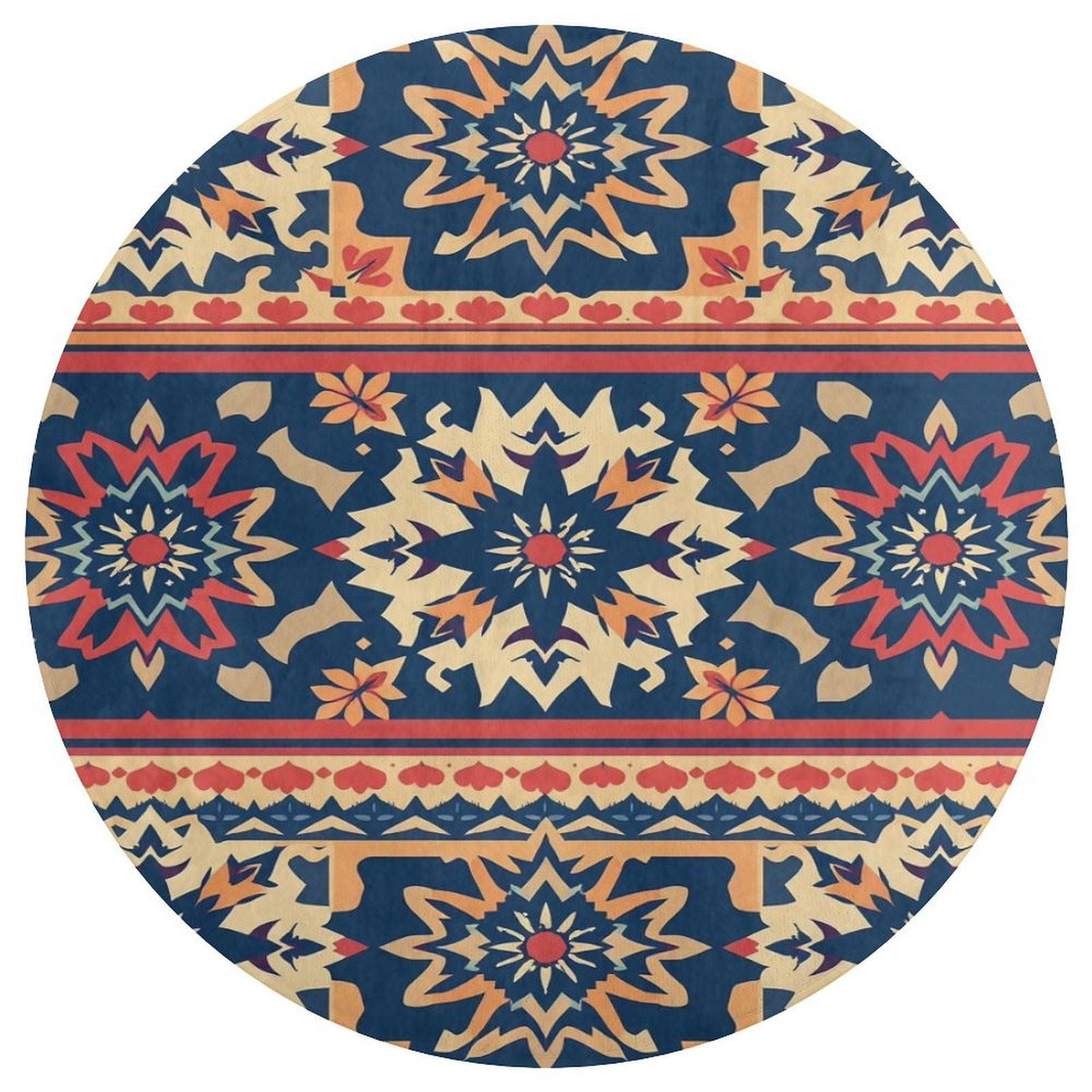 Bohemian Pattern Round Area Rug Floor Carpets Washable Indoor Floor ...
