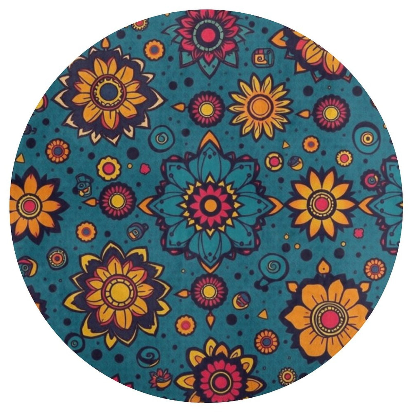 Bohemian Pattern Round Area Rug Floor Carpets Washable Indoor Floor ...