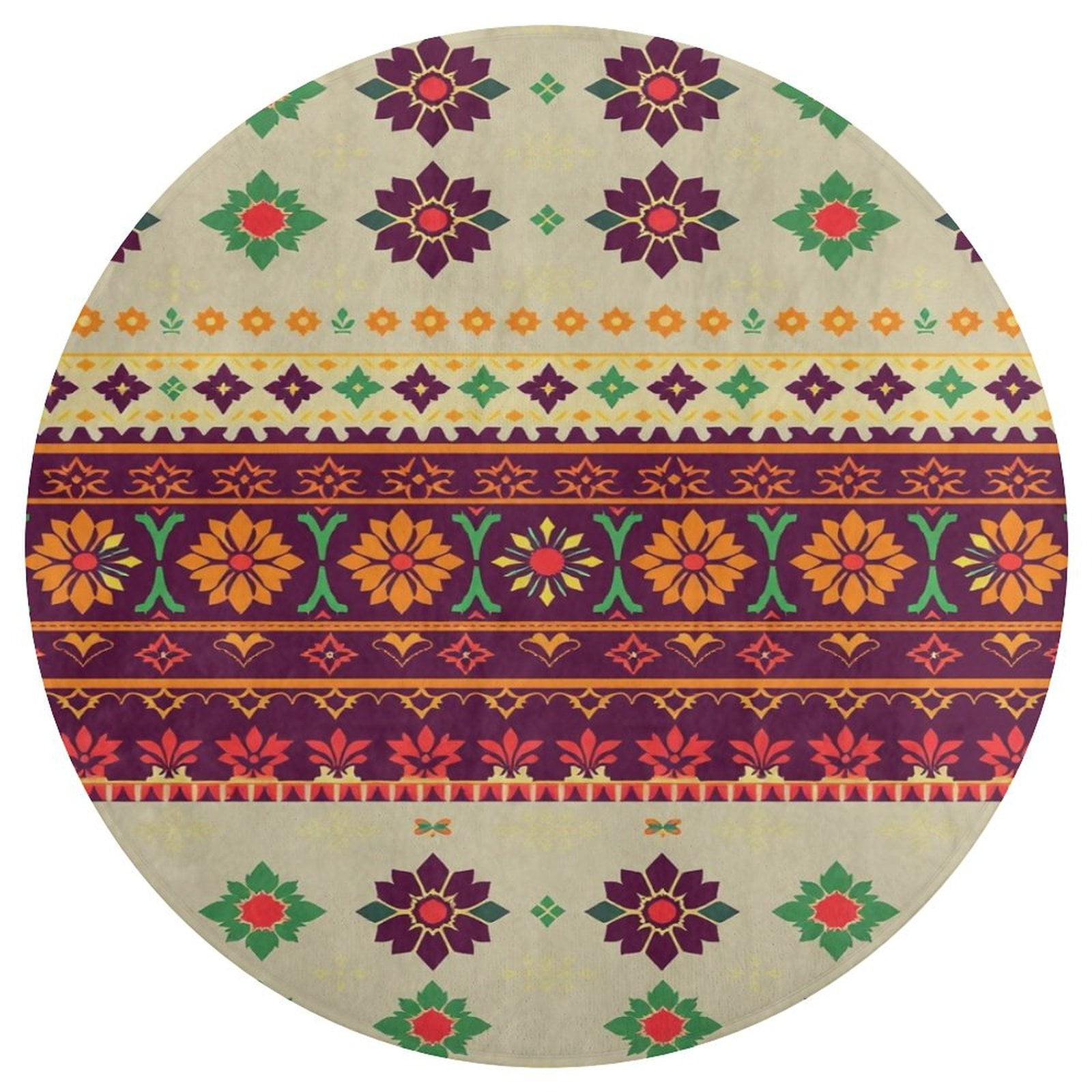 Bohemian Pattern Round Area Rug Floor Carpets Washable Indoor Floor ...