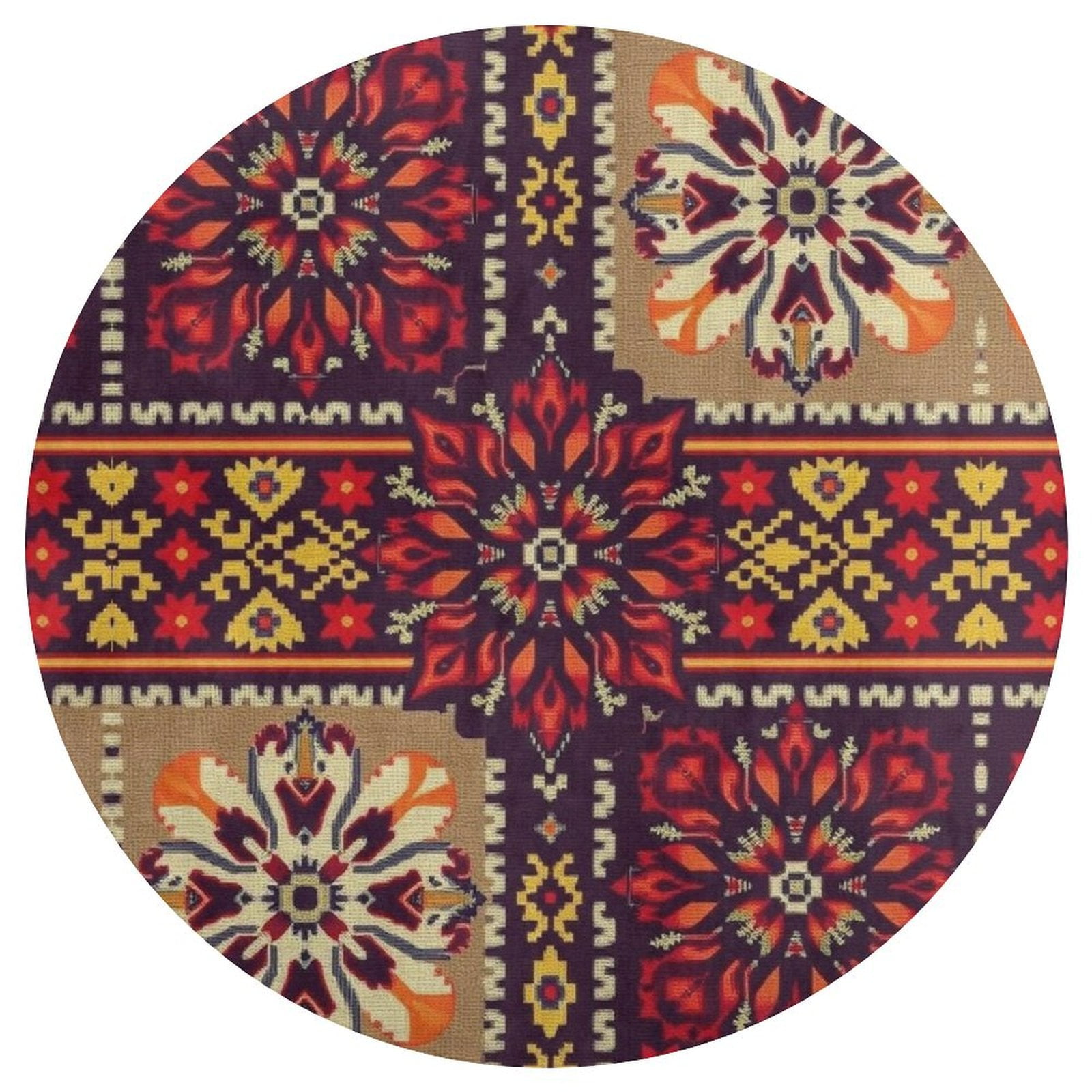 Bohemian Pattern Round Area Rug Floor Carpets Washable Indoor Floor ...