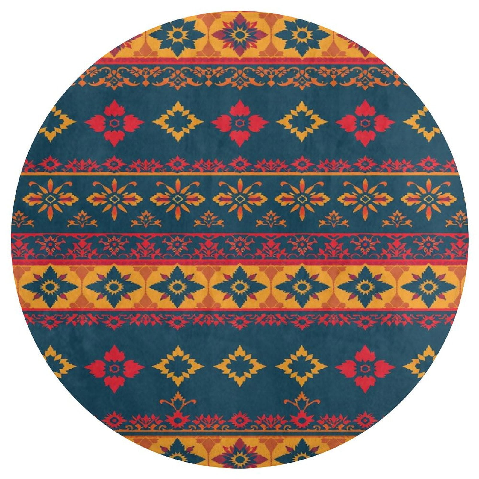 Bohemian Pattern Round Area Rug Soft Sofa Nursery Carpet Floor Mat Non ...