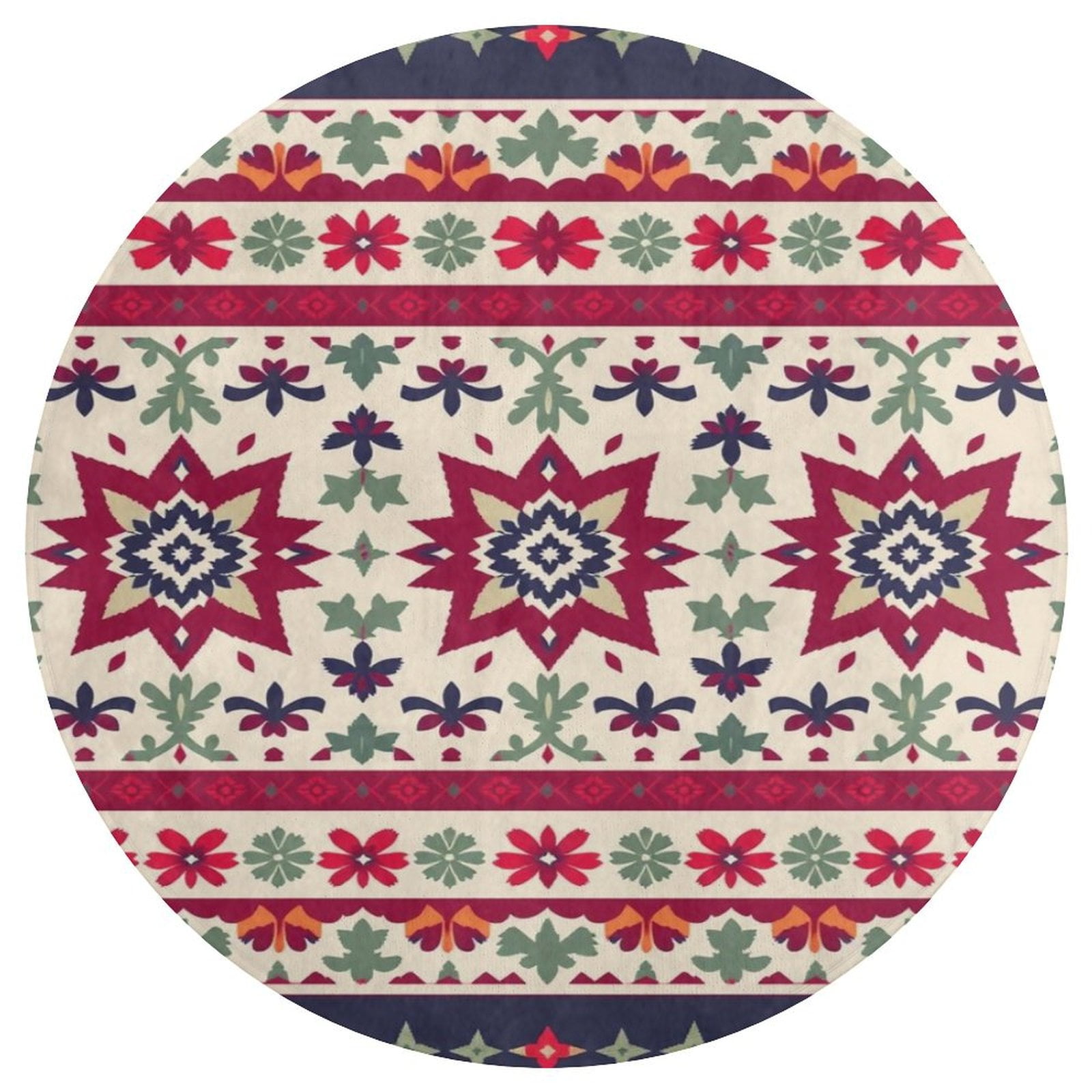 Bohemian Pattern Round Area Rug Soft Sofa Nursery Carpet Floor Mat Non ...