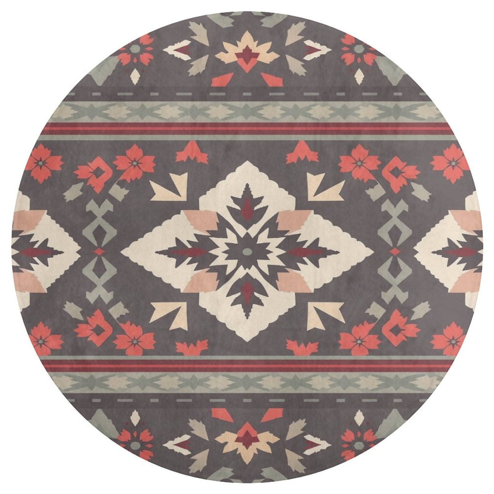 Bohemian Pattern Round Area Rug Soft Sofa Nursery Carpet Floor Mat Non ...