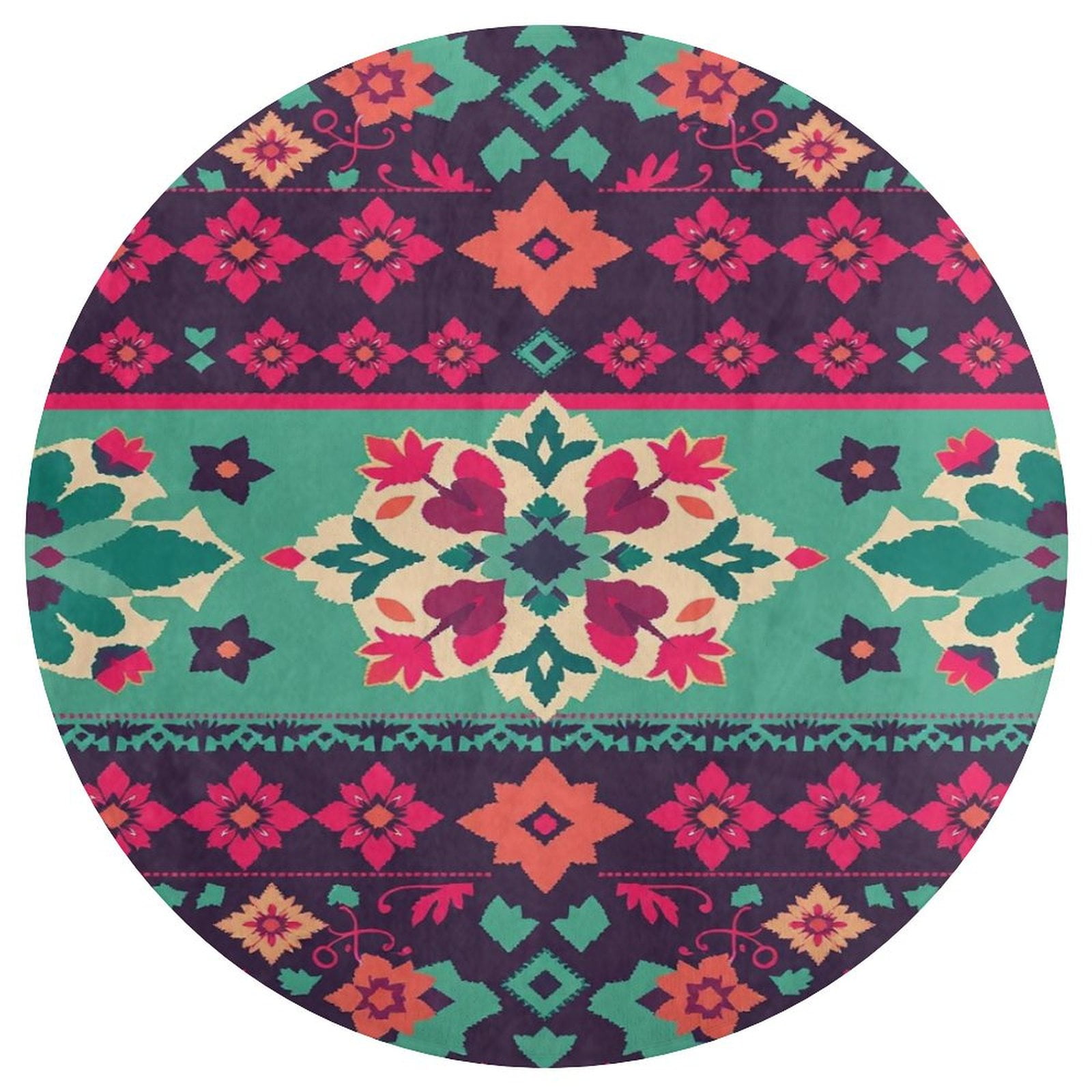 Bohemian Pattern Round Area Rug Soft Sofa Nursery Carpet Floor Mat Non ...