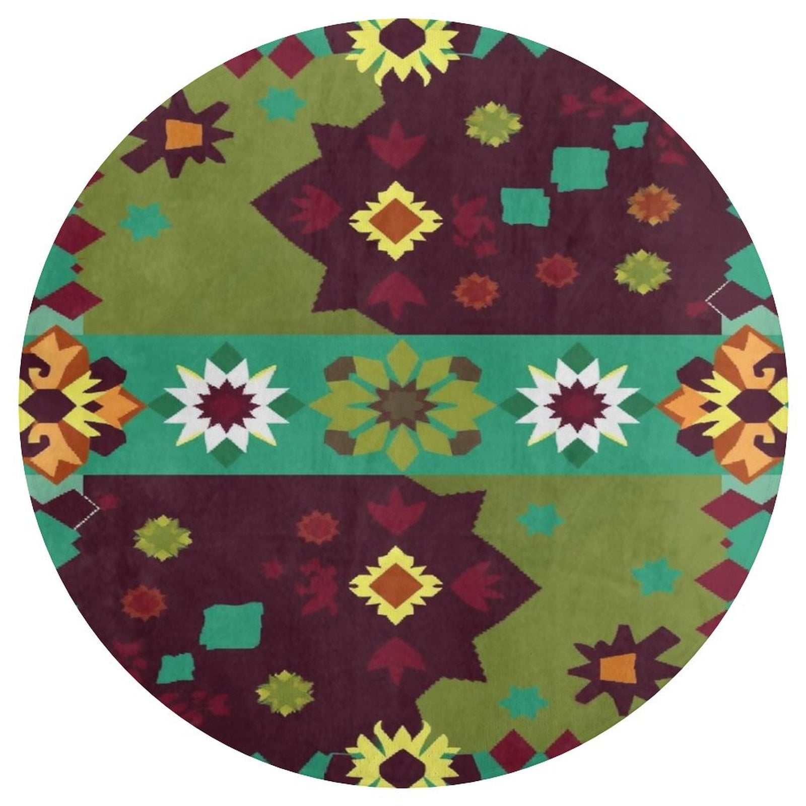 Bohemian Pattern Round Area Rug Soft Sofa Nursery Carpet Floor Mat Non ...